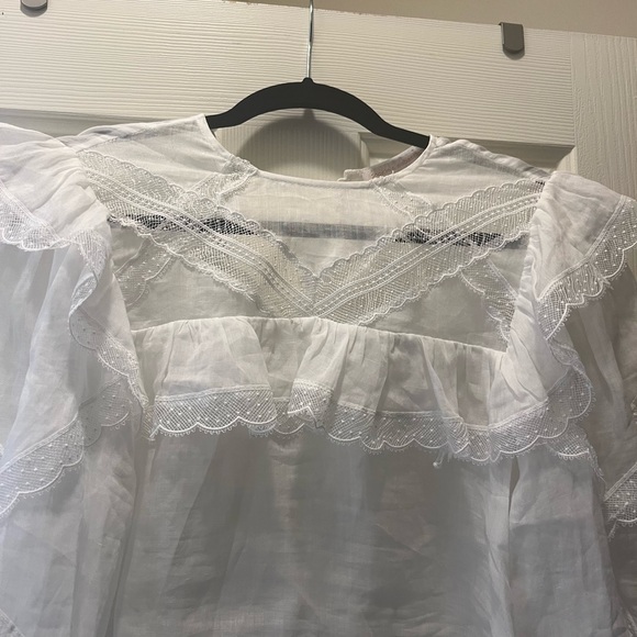 Pookie & Sebastian | Tops | Pookie Sebastian Ninon White Sheer Blouse ...